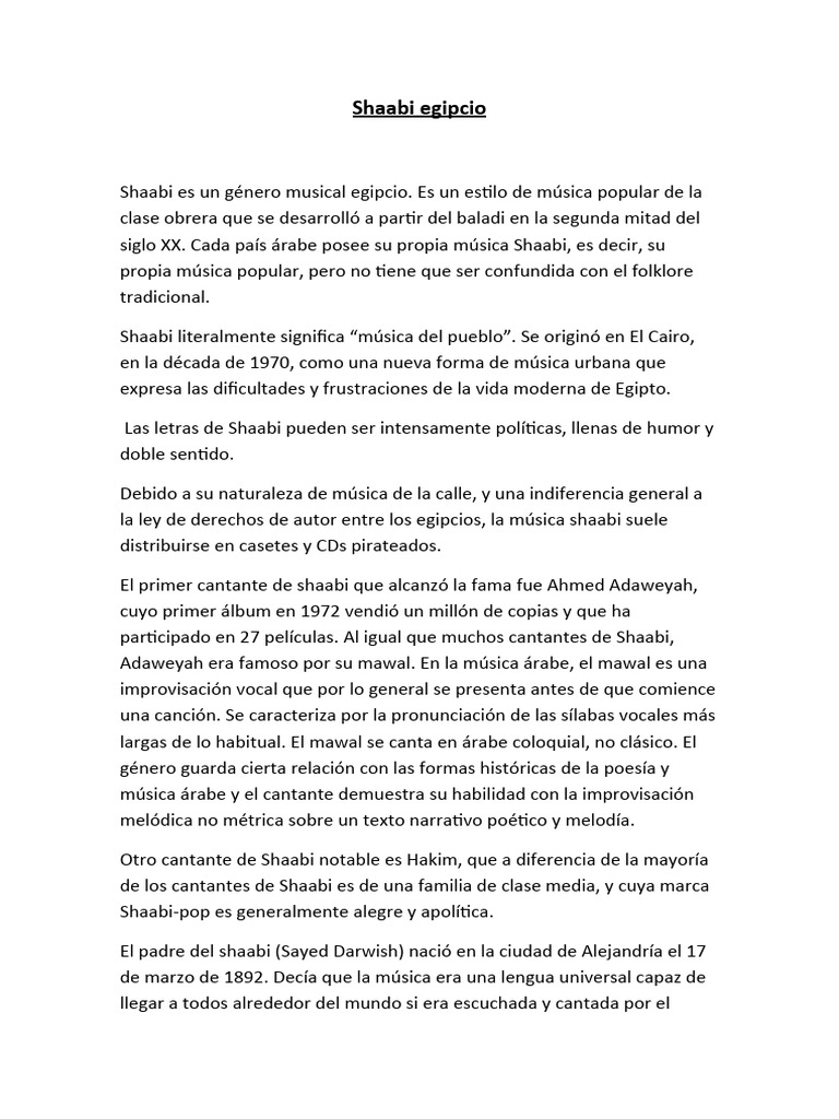 Shaabi Egipcio | PDF | Egipto | Bailes