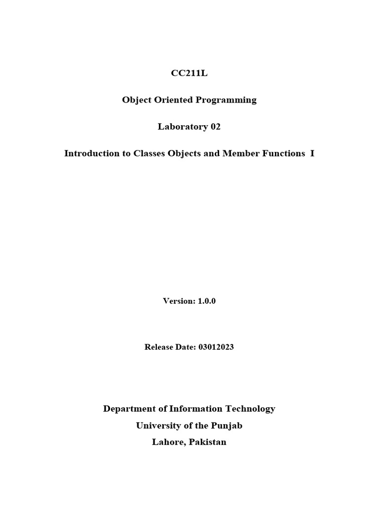 CC211L OOP Lab-02 | PDF | Parameter (Computer Programming) | Variable (Computer Science)