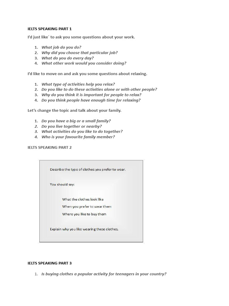 Ielts Speaking Practice | PDF | Fashion | Clothing