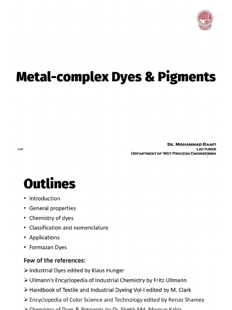 C. Metal-Complex Dyes & Pigments | PDF