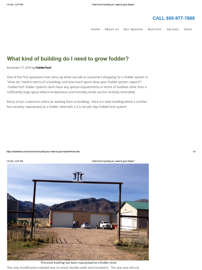 What Kind of Building Do I Need To Grow Fodder | Download Free PDF | Fodder | Sustainable ...