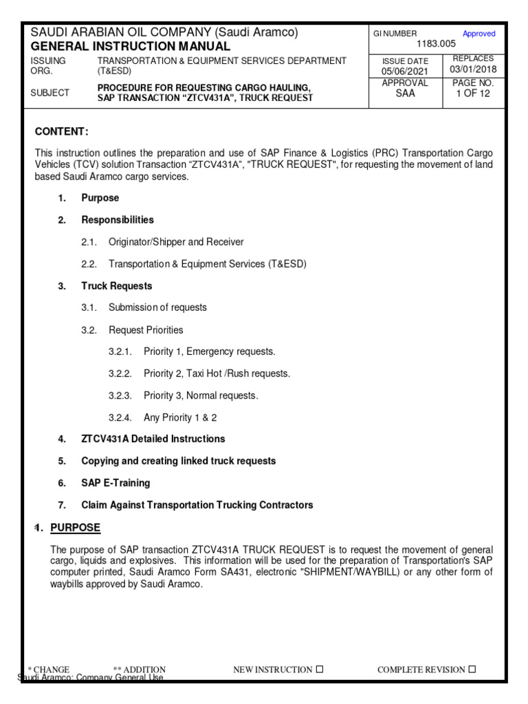 SAP Cargo Hauling Request Guide | PDF | Cargo | Trailer (Vehicle)