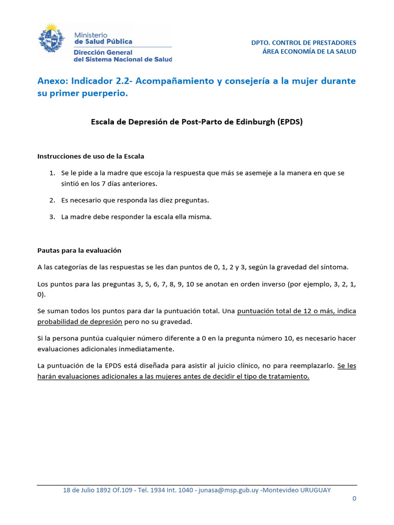 Anexo VI - Escala Edinburgh 2022-2023 | PDF