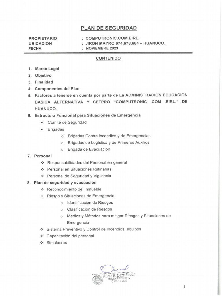 Plan de Seguridad | PDF