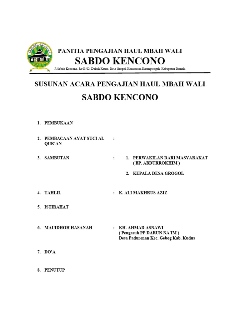 Susunan Acara 1 | PDF