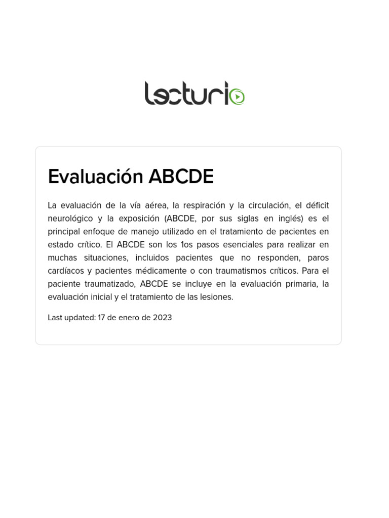 Evaluación ABCDE - Lecturio | PDF | Lesión | Especialidades Medicas