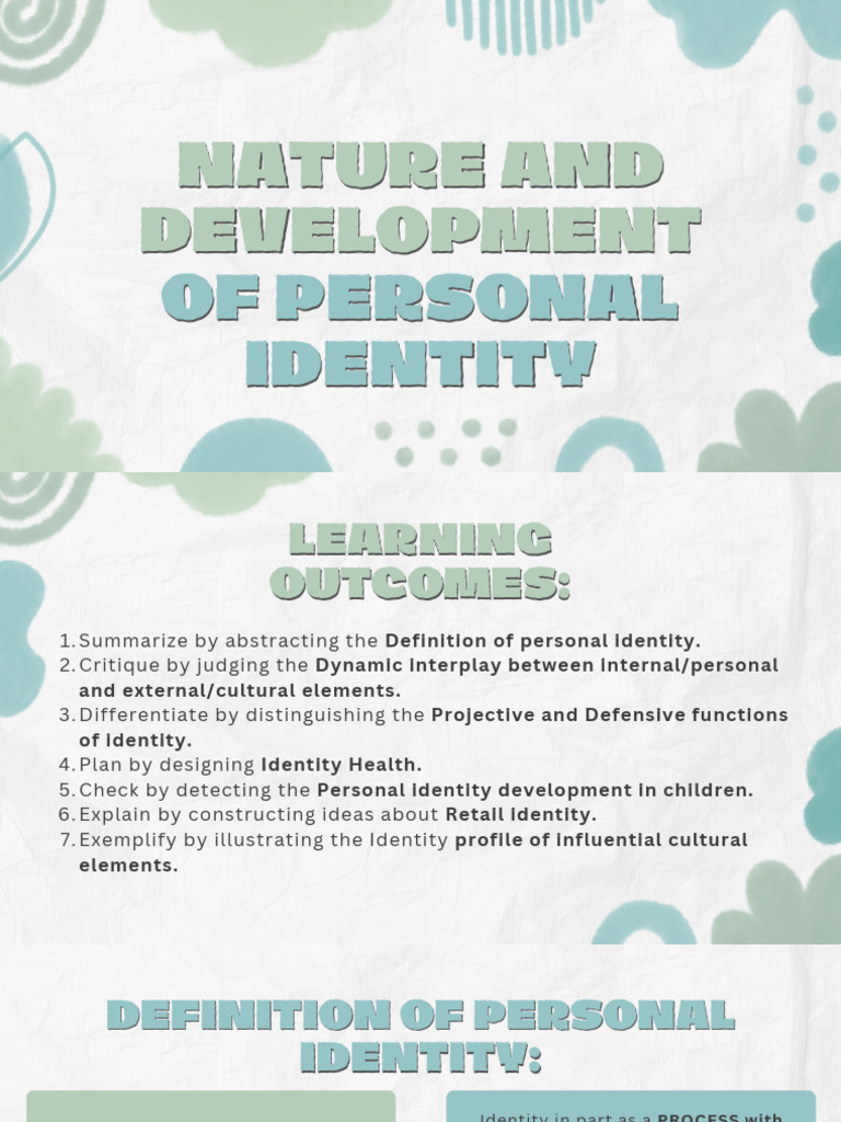 Nature and Development of Personal Identity | PDF | Identity (Social ...