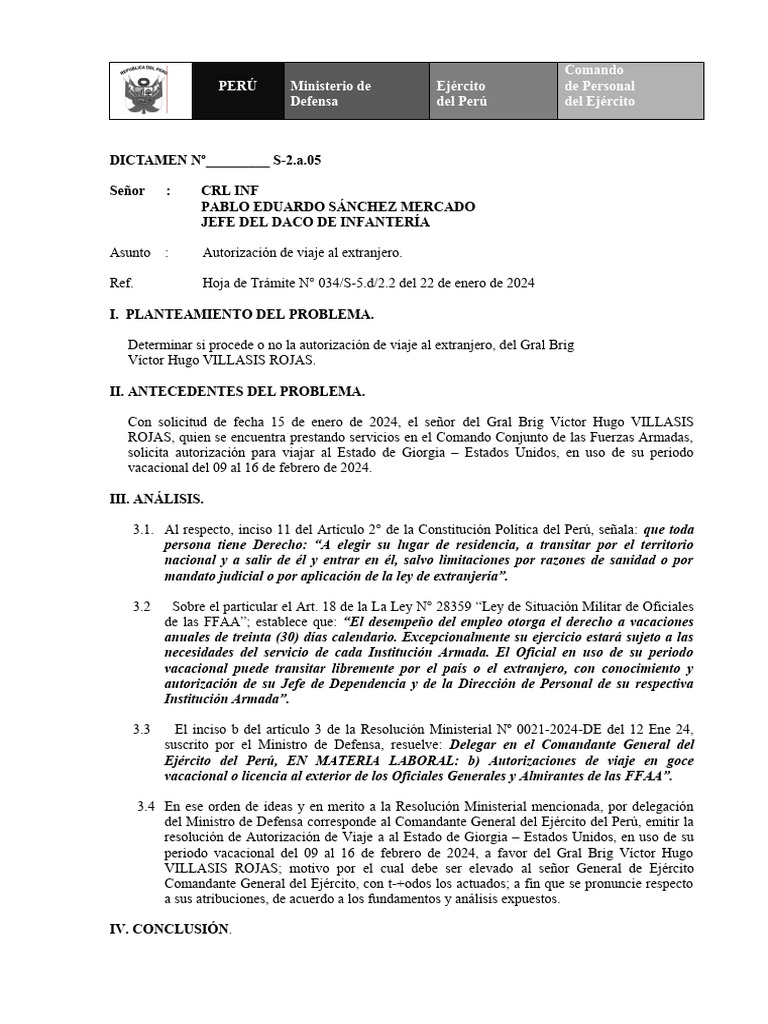 Autorizacion de Viaje Gral Villasis | PDF | Oficial general | Gobierno