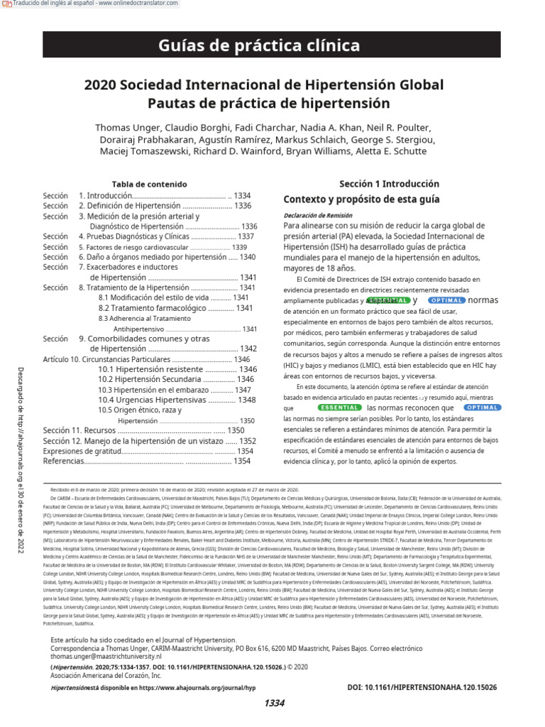 Guia AHA Hipertensión Arterial - En.es | PDF | Hipertensión | Presión ...