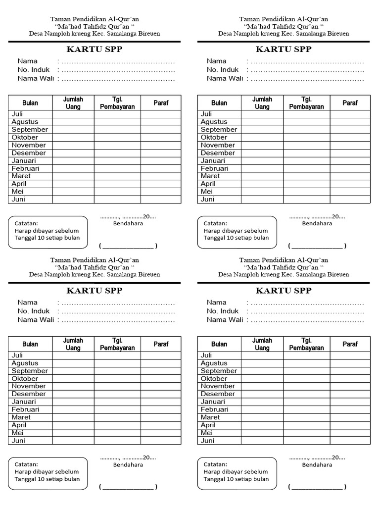 Kartu SPP Kartu SPP | PDF