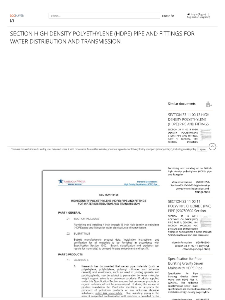HDPE Pipe & Fittings For Water Distribution | PDF