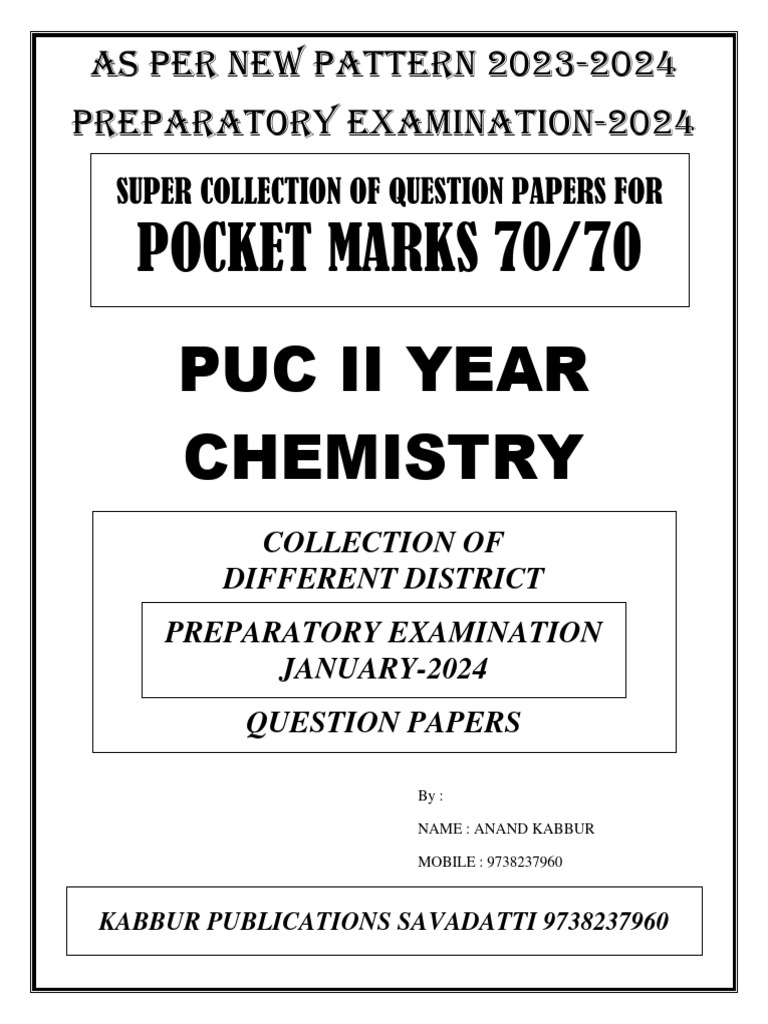 II PU Chem All District Preparatory QPs 2024 | PDF