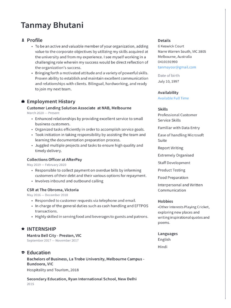 Resume Tanmay Bhutani | PDF