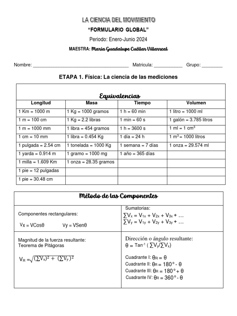 LCM-FORMULARIO GLOBAL 2024 | PDF | Las leyes del movimiento de Newton ...