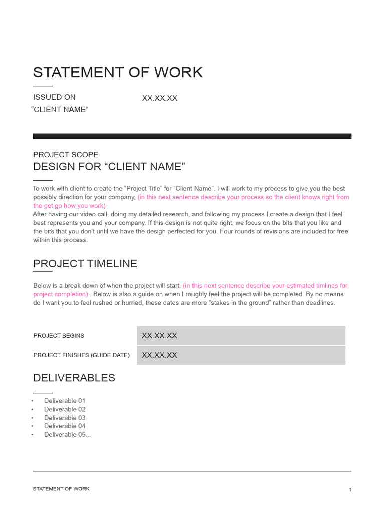 Graphic Design Statement of Work Template | PDF