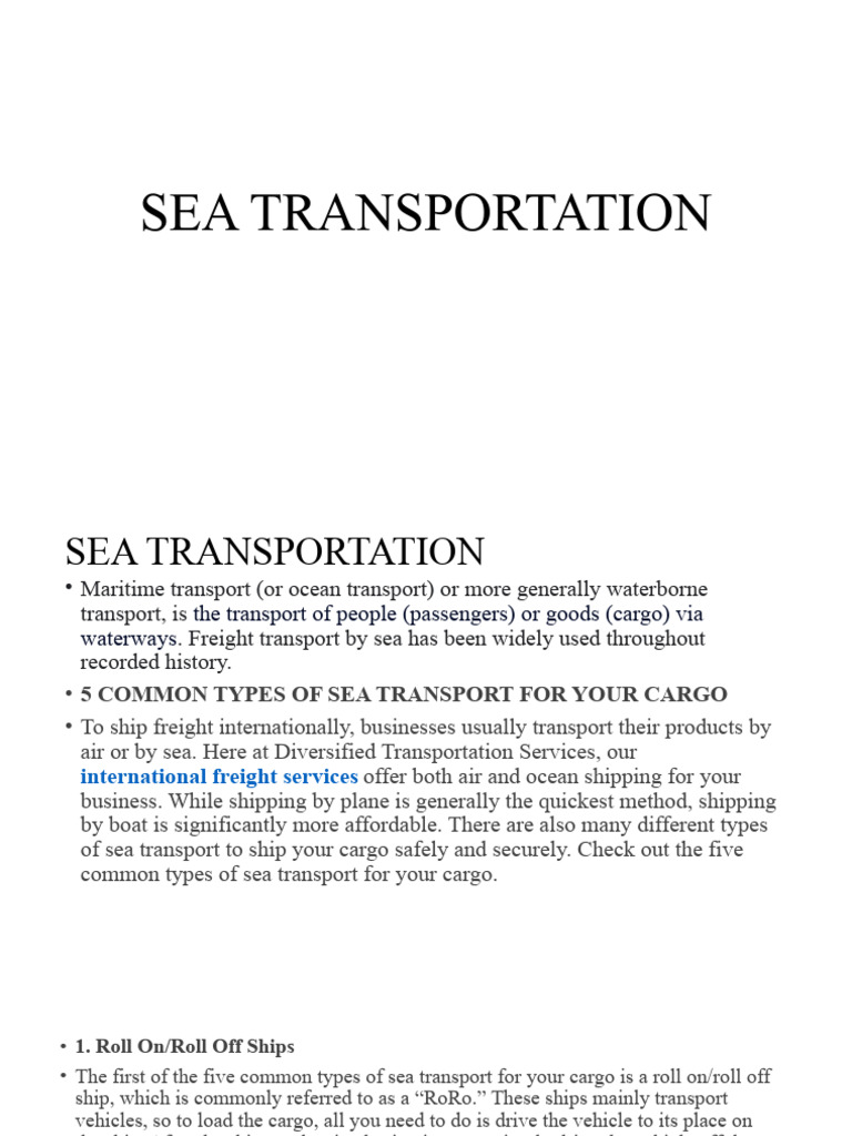 Sea Transportation | PDF | Cruise Ship | Cargo