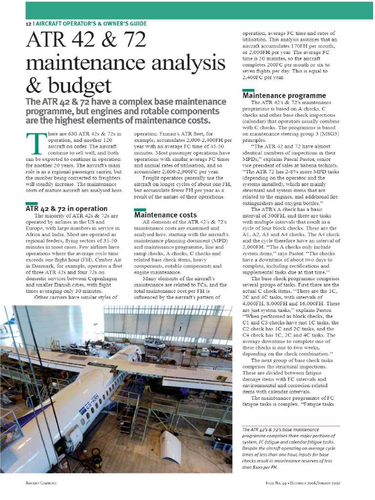 ATR - Maintenance Analysis & Budget | PDF