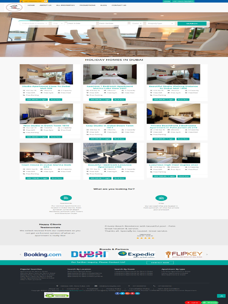 Holiday Homes Dubai - 100% Trusted - Instant Booking | PDF