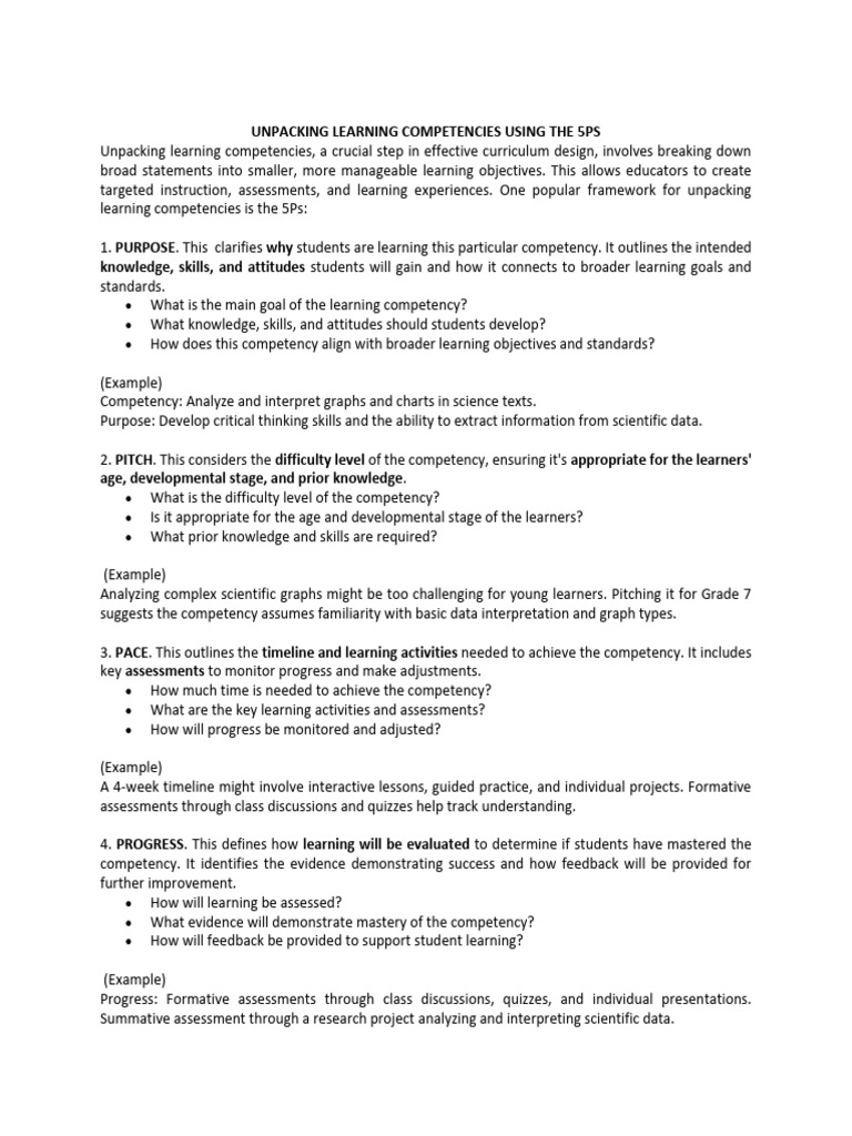 Unpacking Learning Competencies Using The 5ps | PDF | Learning ... Unpacking Learning Competencies Using The 5ps | PDF | Learning ...