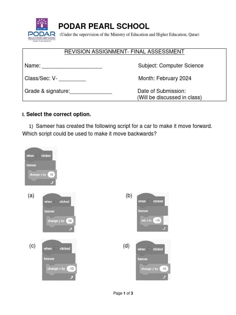 C.Sc. Final Assessment Rev Assignment Feb 2024 | PDF | Scratch (Programming Language) | Computing