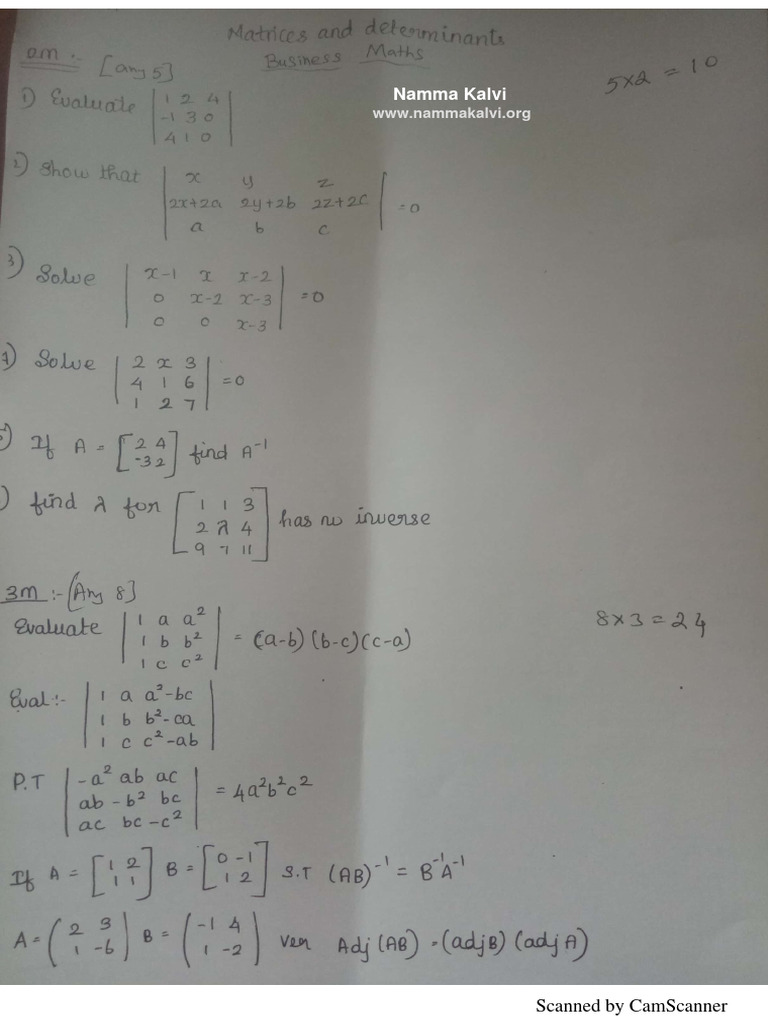 Namma Kalvi 11th Business Maths Chapter Wise Questions Em | PDF Namma Kalvi 11th Business Maths Chapter Wise Questions Em | PDF