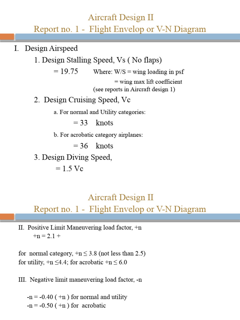 AIRCRAFT DESIGN 2 Report 1 Flight Envelope. VN Diagram Rev2 2 | PDF ...