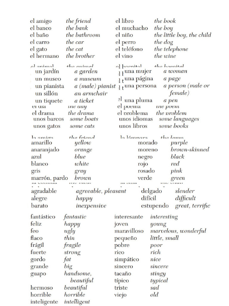 Spanish Step by Step Words | PDF