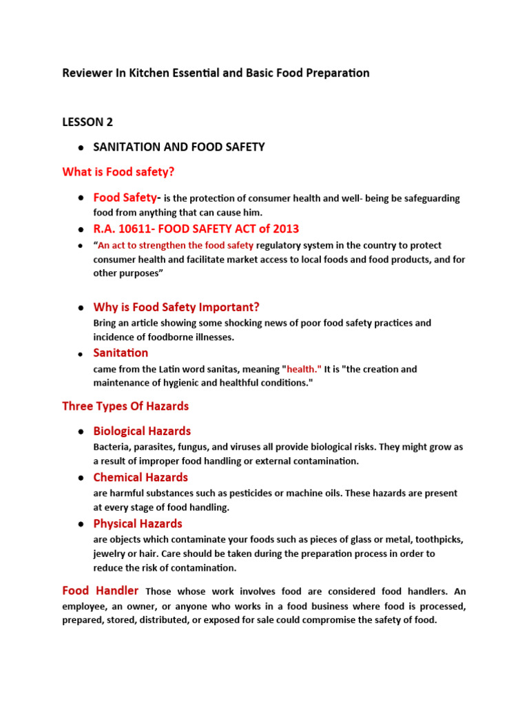 Kitchen Essentials and Food Safety Guide | PDF | Knife | Food Safety