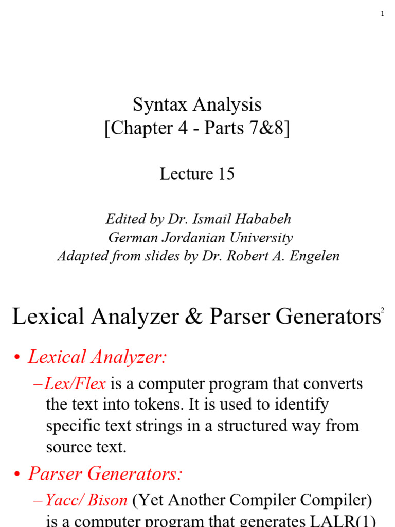 CS419 Lecture 15 | PDF | Parsing | Software Engineering