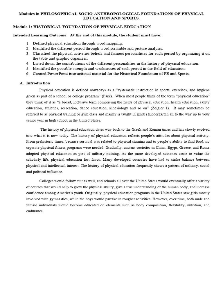 Historical Foundations of Physical Education | PDF | Physical Education ...