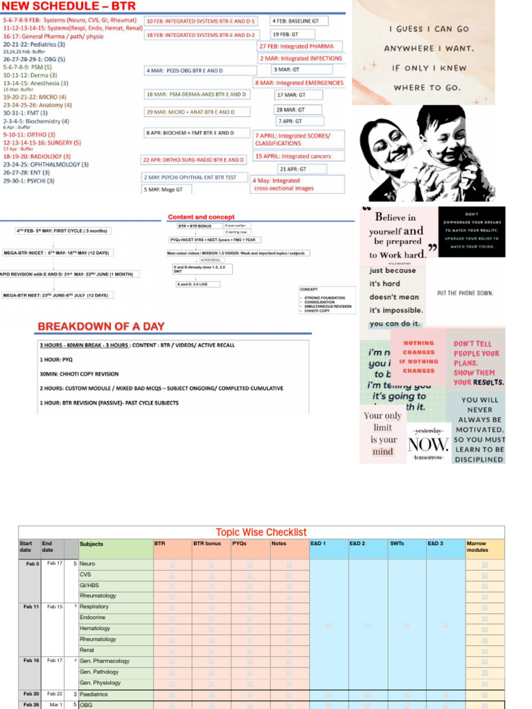 BTR New Schedule, Checklist - Goli Sushant | PDF | Clinical Medicine ...