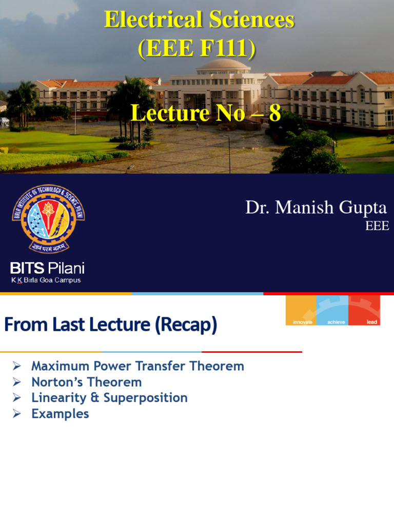Lecture 08 (30-01-24) | PDF | Capacitor | Electrical Network