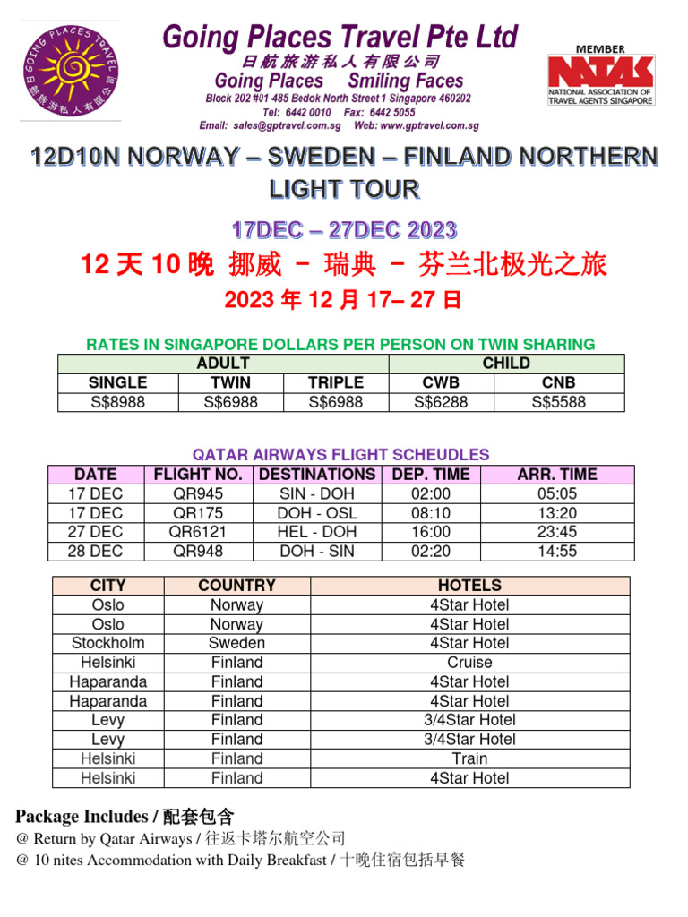 12d10n Norway - Sweden - Finland Tour On 17dec - 27dec 2023 Update 09jun | Download Free PDF ...