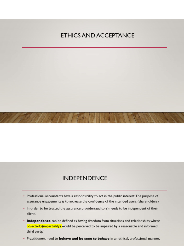 Ethics and Acceptance | PDF | Audit | Conflict Of Interest