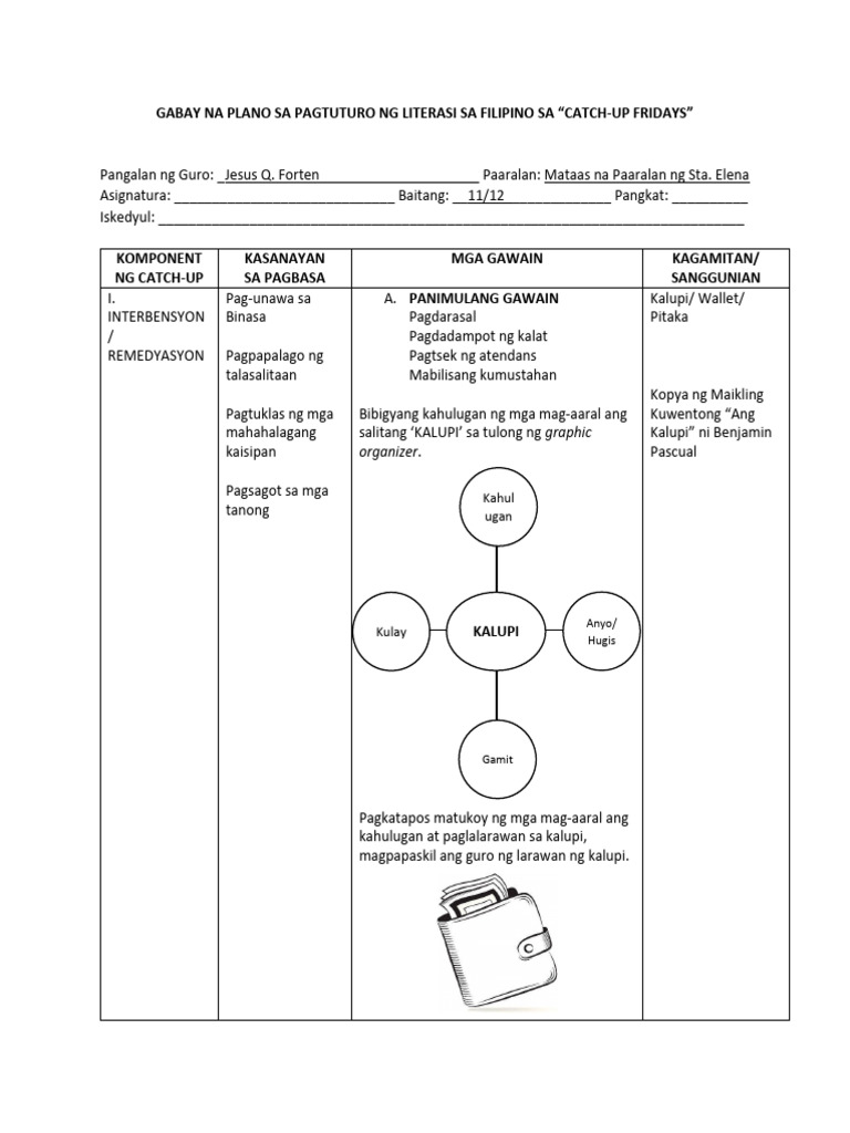 PILONGO FORTEN - Filipino Literacy Teaching Guide | PDF