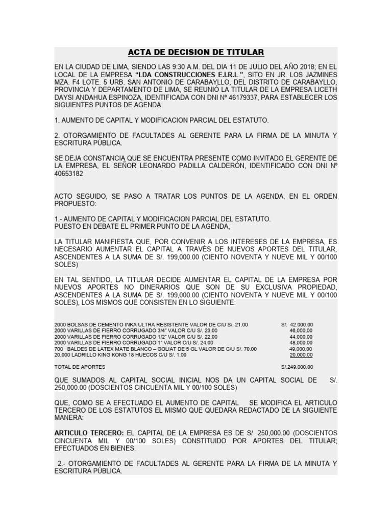 Acta de Aumento de Capital-Lda | PDF Acta de Aumento de Capital-Lda | PDF