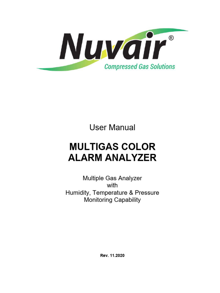 Nuvair Multigas Color Alarm Analyzer User Manual | PDF | Calibration ...