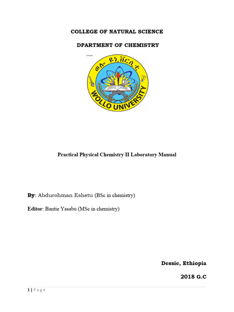 Practical Physical Chemistry (II) Laboratory Manual | PDF | Viscosity | Reaction Rate