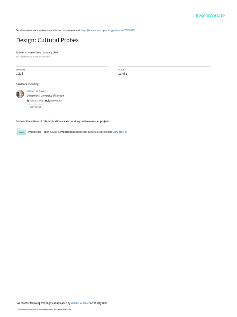 Design Cultural Probes | PDF | Experience | Aesthetics