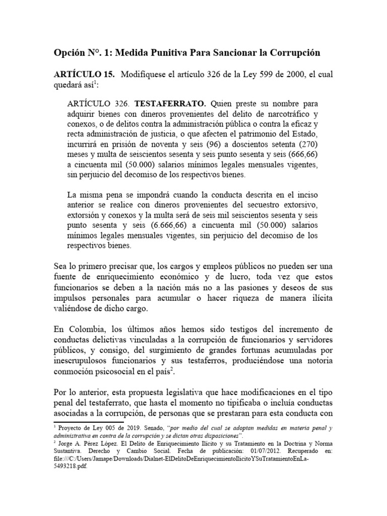 TESTAFERRATO | Descargar gratis PDF | Corrupción política | Derecho penal