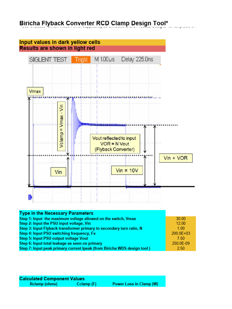 RCD Clamp Design Tool v1.0 | PDF | Inductance | Power Supply