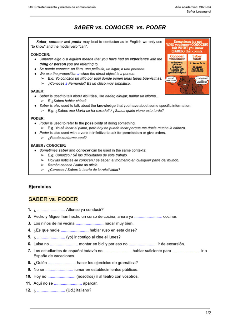 U9 - SABER Vs PODER Vs CONOCER | PDF