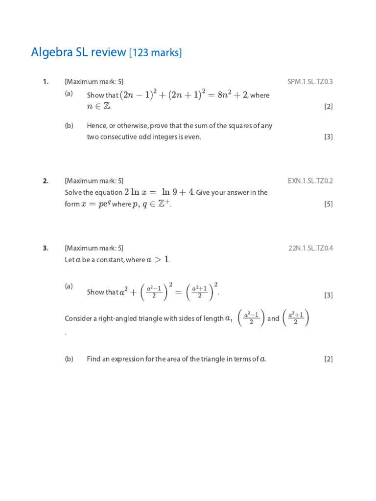 Unit 1 Algebra SL Review | PDF | Discrete Mathematics | Arithmetic