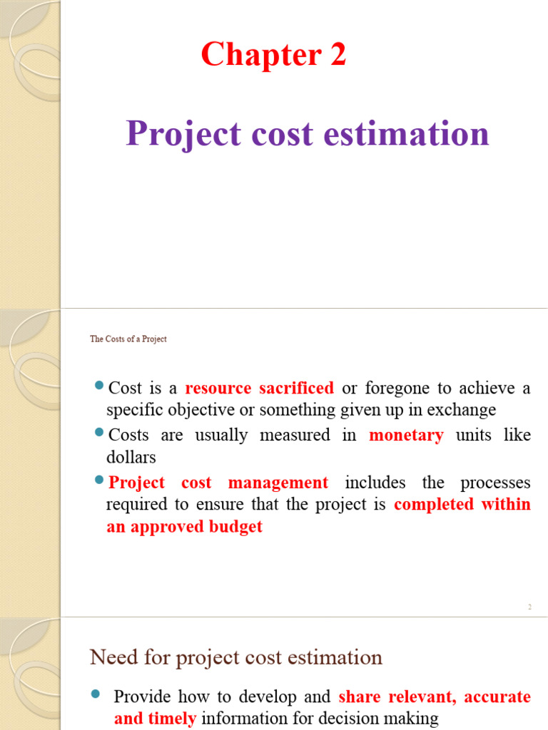 Chapter 2 Project Cost Estimation | PDF | Net Present Value | Discounted Cash Flow