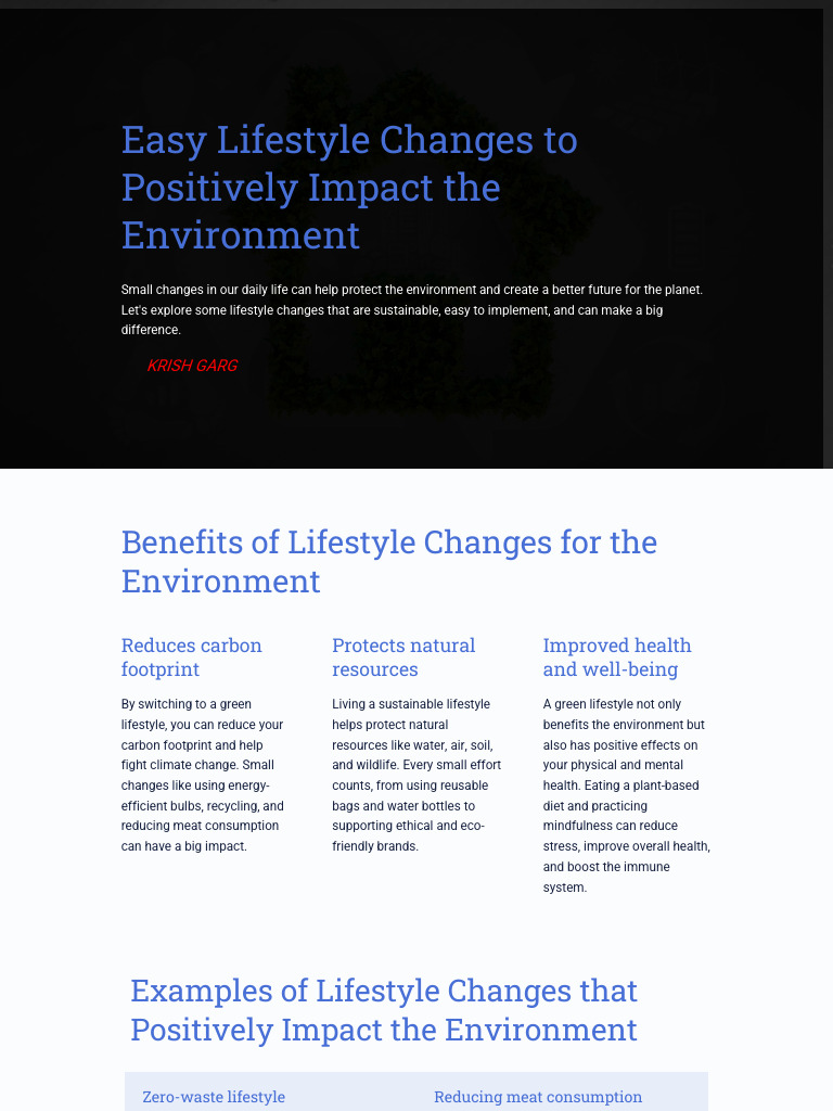 Easy Lifestyle Changes To Positively Impact The Environment | PDF ... Easy Lifestyle Changes To Positively Impact The Environment | PDF ...