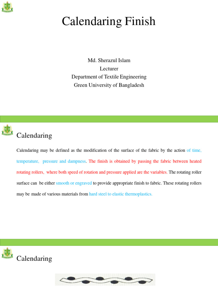 Calendering Finish | PDF | Textiles | Machines