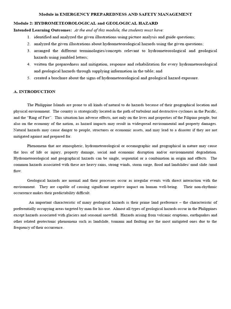BPED-10-Emergency-Preparedness-and-Safety-Management (MODULE-2) | PDF ...