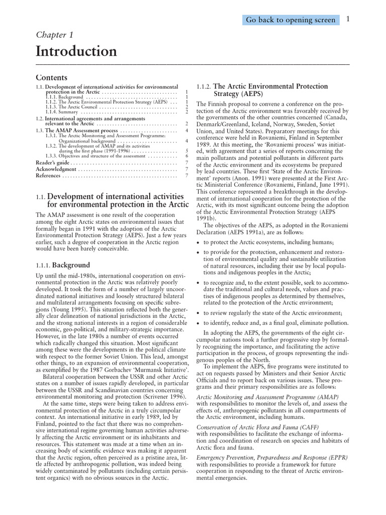 AMAP Assessmept Report - Arctic Pollution Issue - Introduction | PDF ...