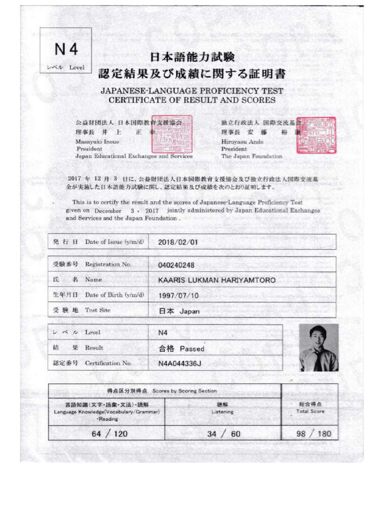 Sertifikat JLPT | PDF