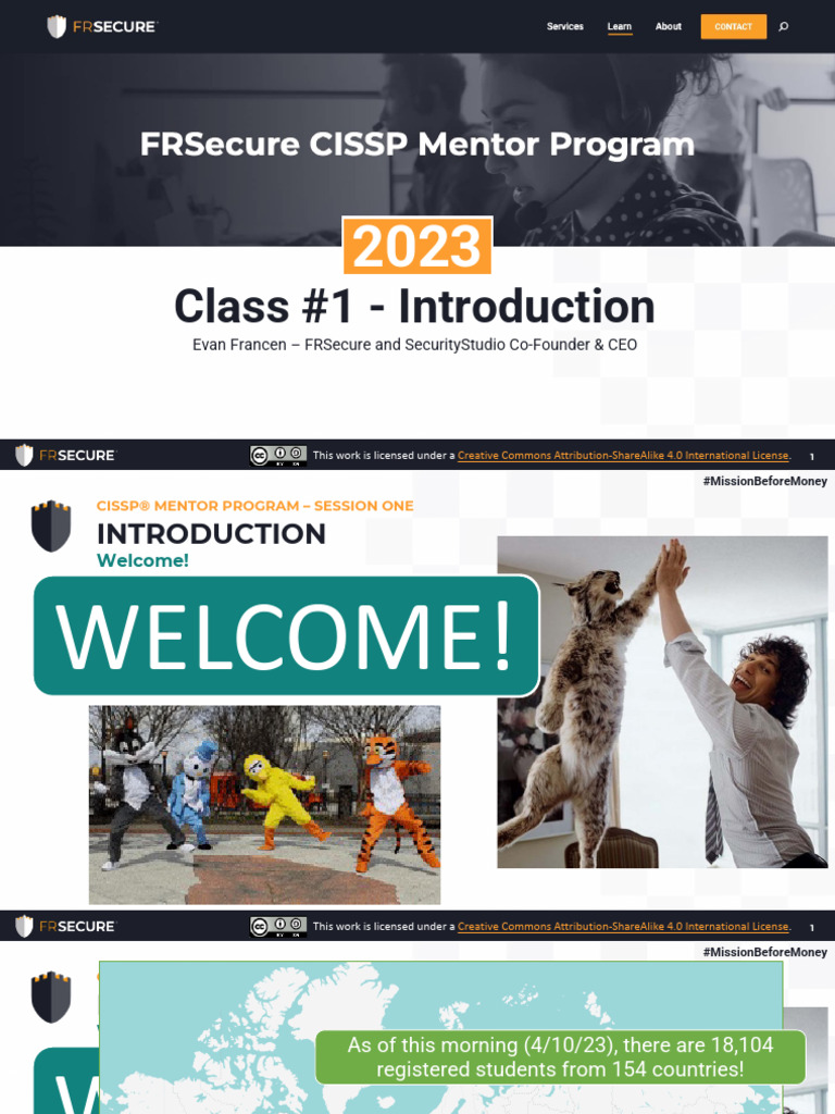 2023 FRSecure CISSP Mentor Program - Class 1 | PDF